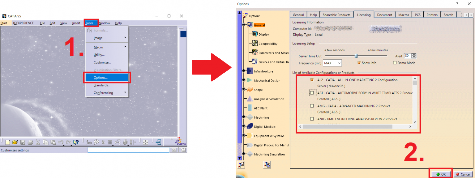 CATIA V5 – Selecionar licenças | Distrim Sistemas